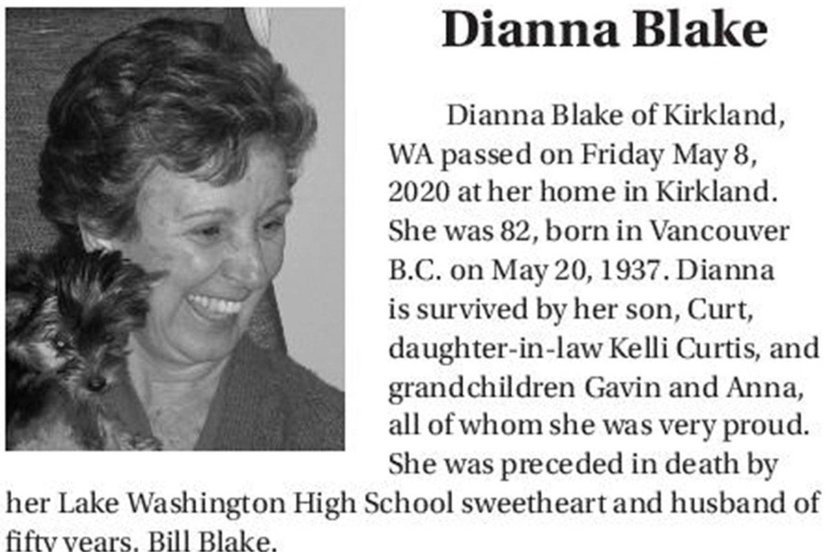 Dianna Blake | Obituary | Kirkland Reporter